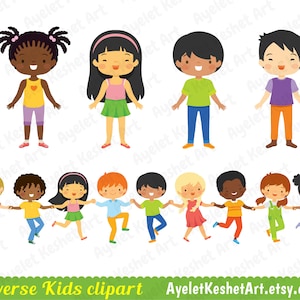 Diverse Kids Clipart. Multi Ethnic Children (white, Asian and Black ...