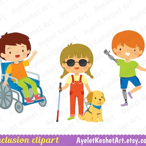 Inclusion Clipart Set. Kids Showcasing Inclusivity Through Diversity of ...