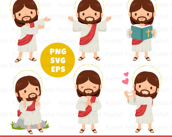 Cute Jesus, Chibi Jesus, Cartoon Jesus Sticker | Kiss-cut & Bubble-free ...
