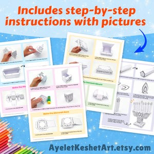 Printable Hanukkah Craft: 3D Paper Menorah (hanukkiah) for Kids to Make ...