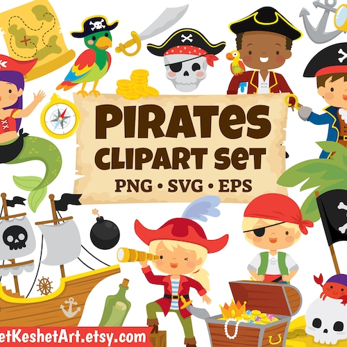 Pirate Clipart Bundle. Big Collection of Cute Pirates SVG PNG - Etsy
