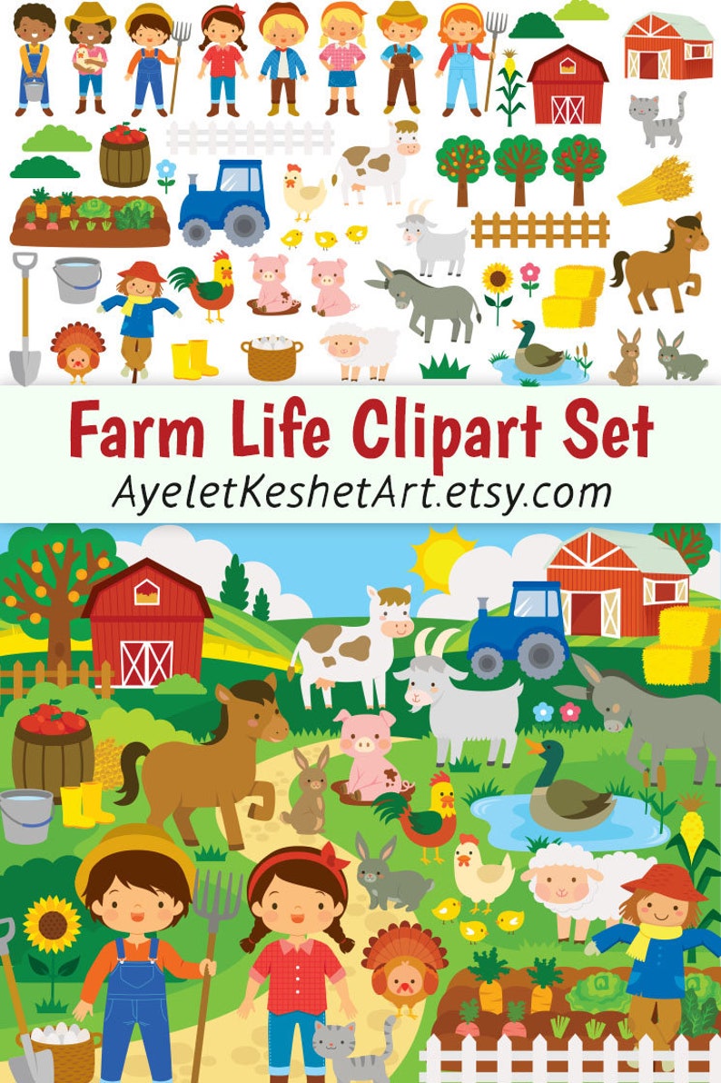 Big Farm Clipart Bundle. Farm Animals Farm Life and Farm - Etsy Israel