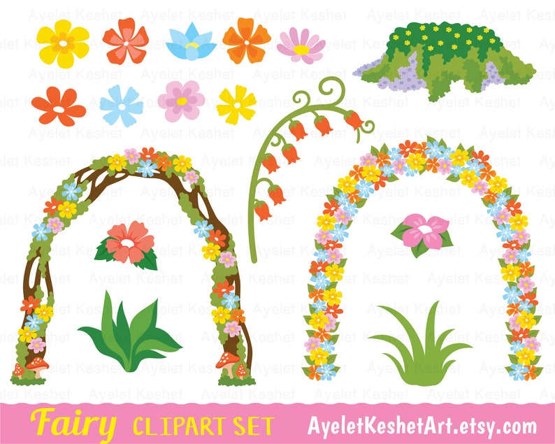 Fairy Clipart Bundle. Magical Fairies Forest Flowers and | Etsy Israel