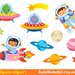 Outer Space Clipart Set. Cute Space Elements - Spaceships, Aliens ...