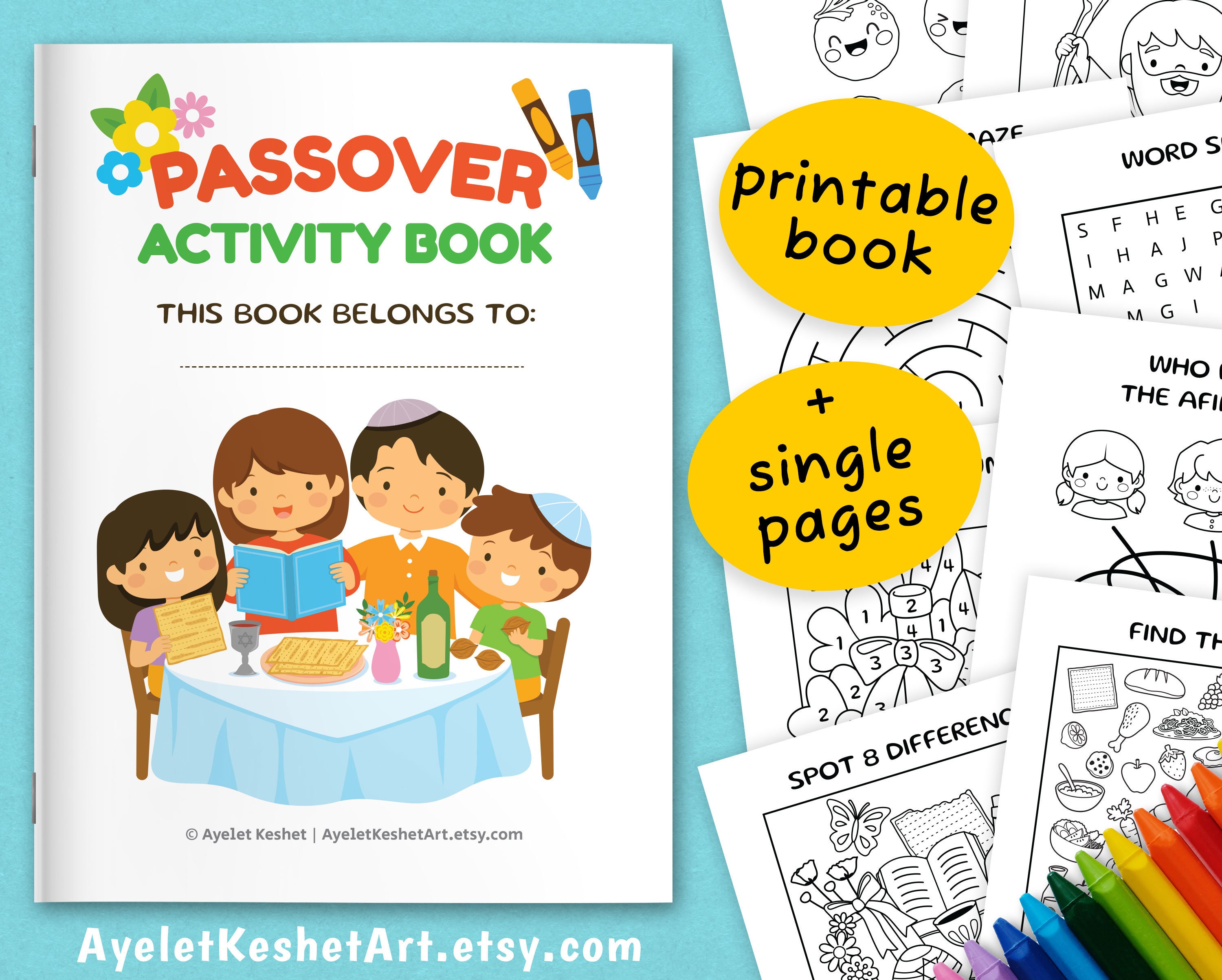 Printable Passover Activity Book for Kids. Activity Pages - Etsy Israel