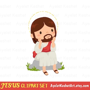 Jesus Clipart Set. Digital Clipart of Cute Jesus Illustrations in ...