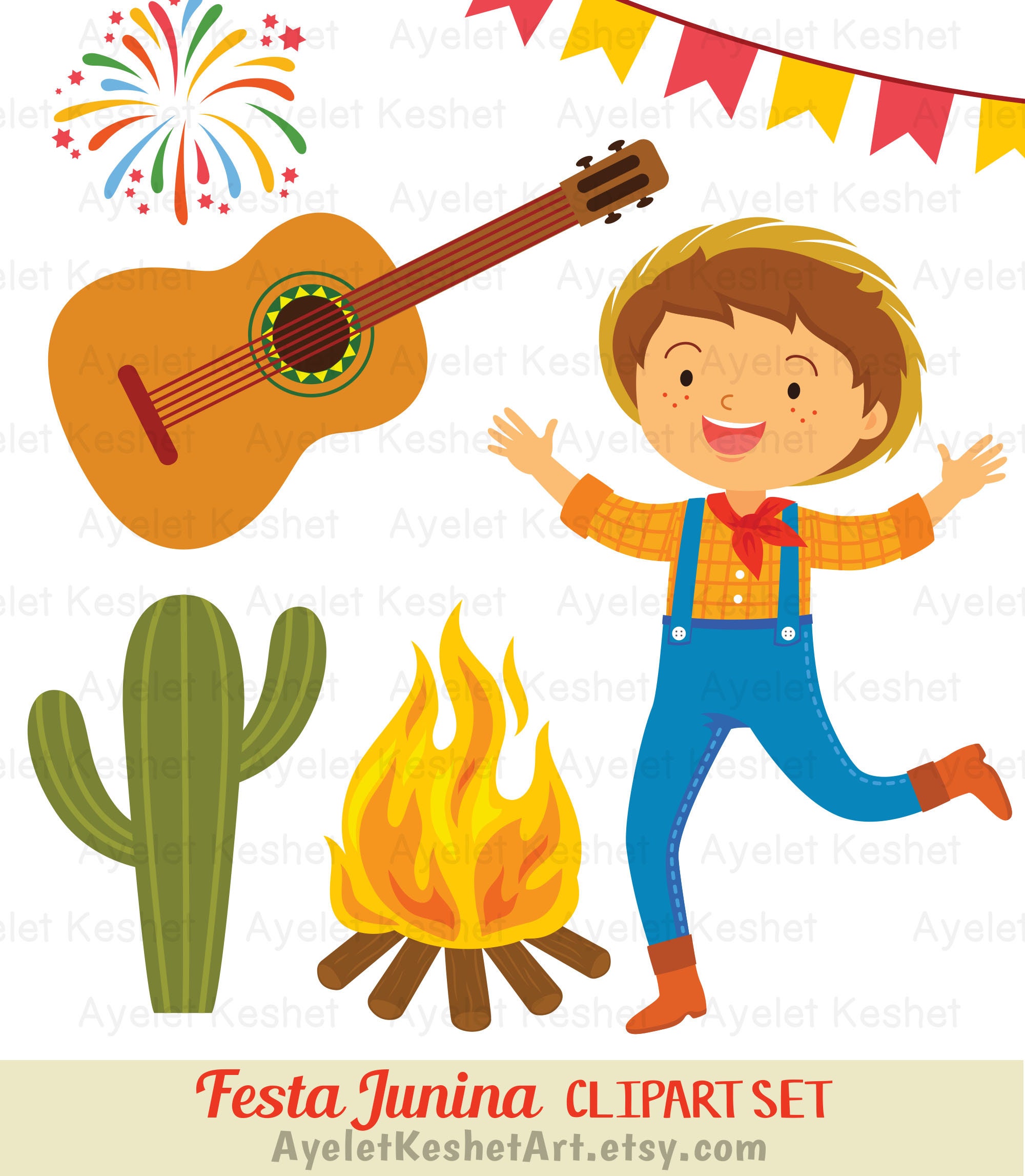 Festa Junina Digital Clip Art Set. Graphic Elements and Cute ...