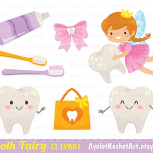 Tooth Fairy Clipart Bundle. Cute Tooth Fairies, Kawaii Teeth, Tooth ...