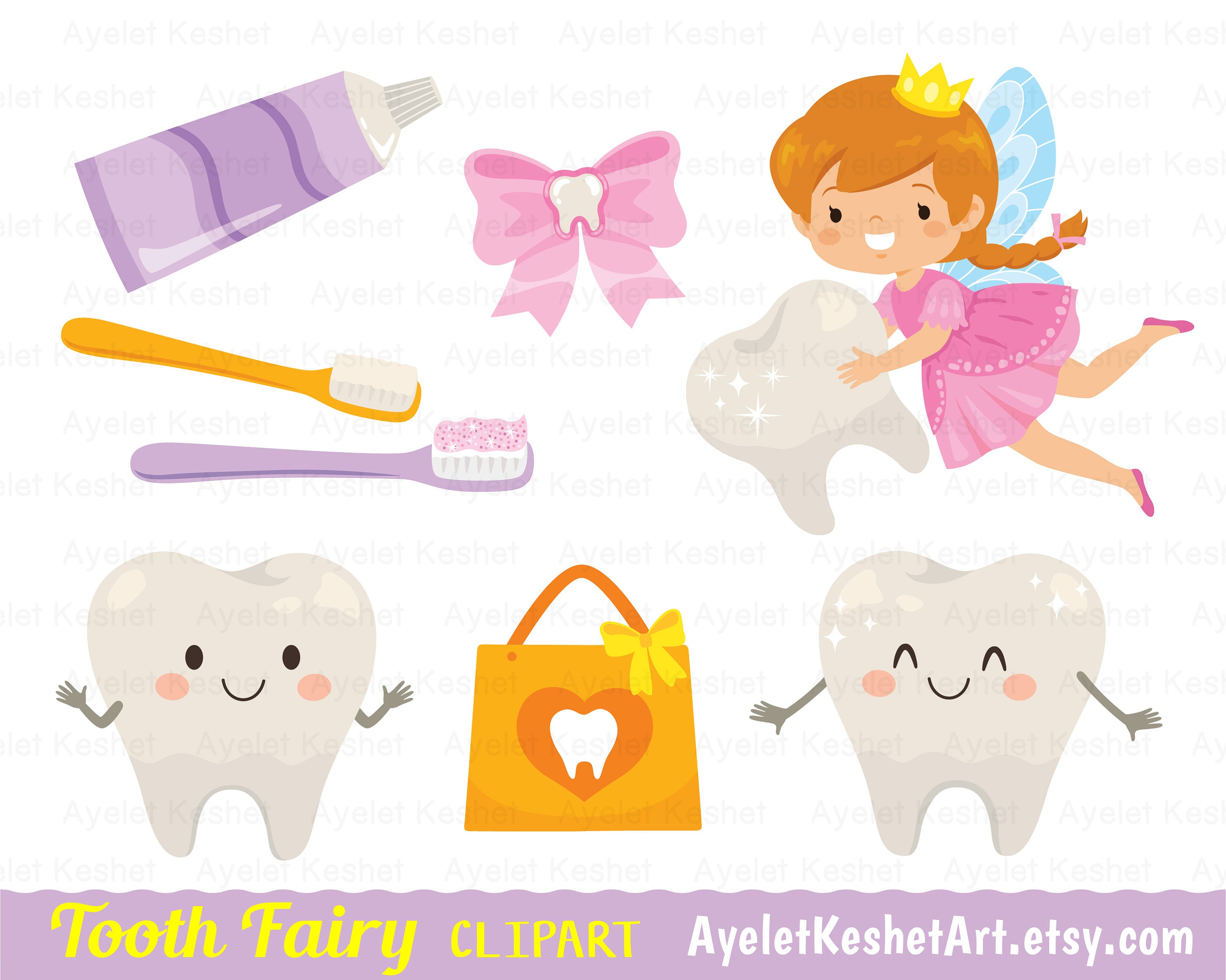 Tooth Fairy Clipart Bundle. Cute Tooth Fairies Kawaii Teeth - Etsy Israel