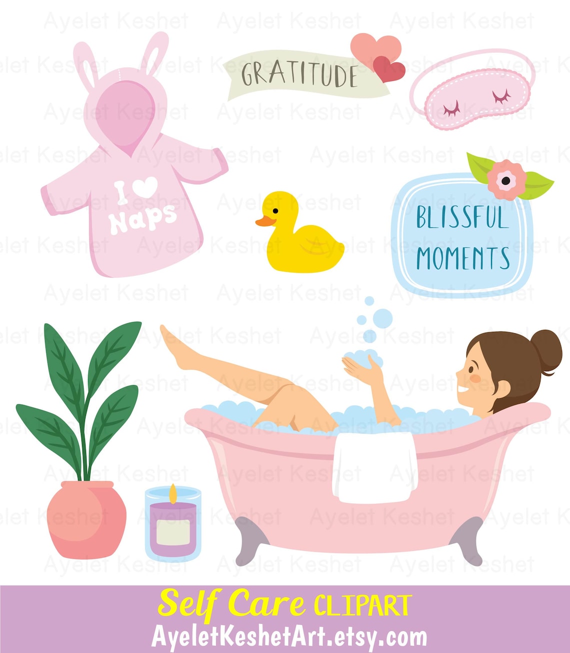 Self Care Clipart Set. Cute Clipart Bundle of Wellbeing and - Etsy Canada