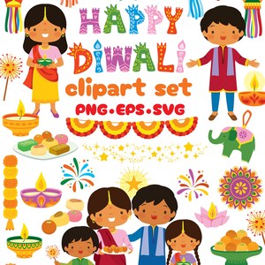 Diwali Clipart Set - Cute Graphics of the Indian Holiday Diwali ...