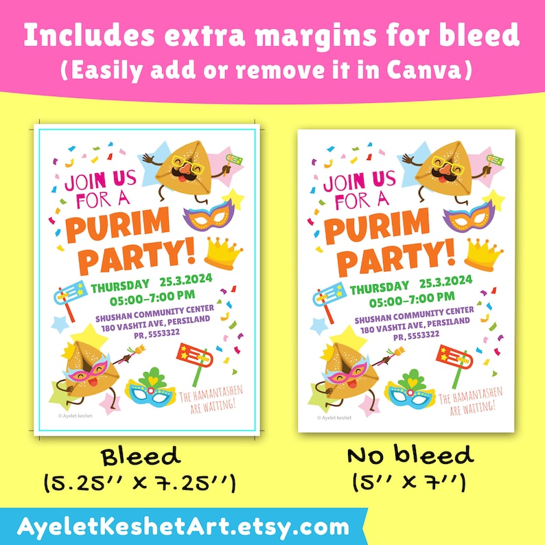 Purim Party Invitation Template Customize Your Editable Purim Carnival ...