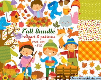 Autumn Leaves and Kids Border for Newsletters Scrapbooking - Etsy