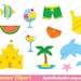 Summer Clipart Set. Cute Beach Clipart Bundle for Personal & Commercial ...