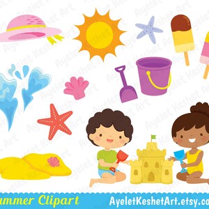 Summer Clipart Set. Cute Beach Clipart Bundle for Personal & Commercial ...
