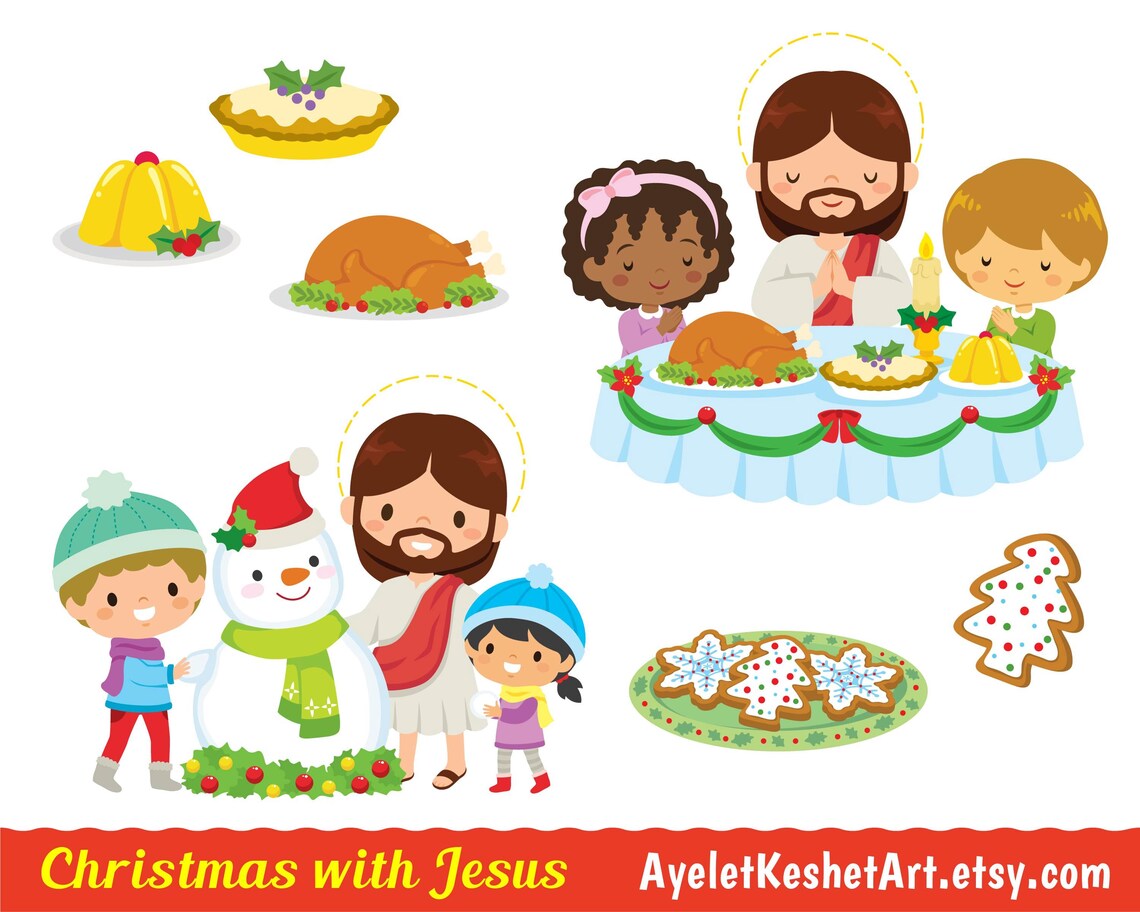 Christmas With Jesus Clipart Set - Cute Jesus & Religious Kids ...