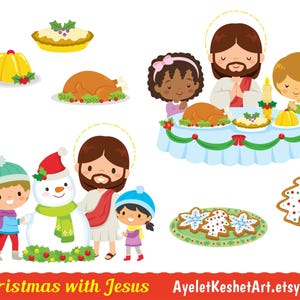 Christmas With Jesus Clipart Set - Cute Jesus & Religious Kids ...
