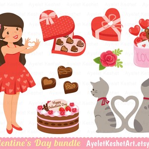 Valentines Day Clipart Bundle. Cute Valentines Clipart and and Digital ...