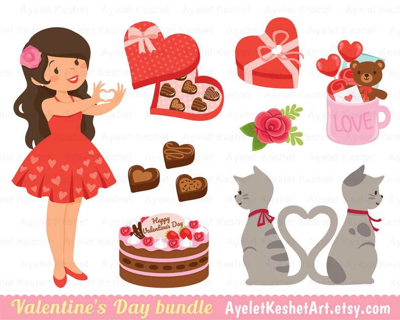 Valentines Day Clipart Bundle. Cute Valentines Clipart and and | Etsy ...