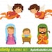 Nativity Clipart Set for Christmas. Digital Clipart Bundle With Cute ...