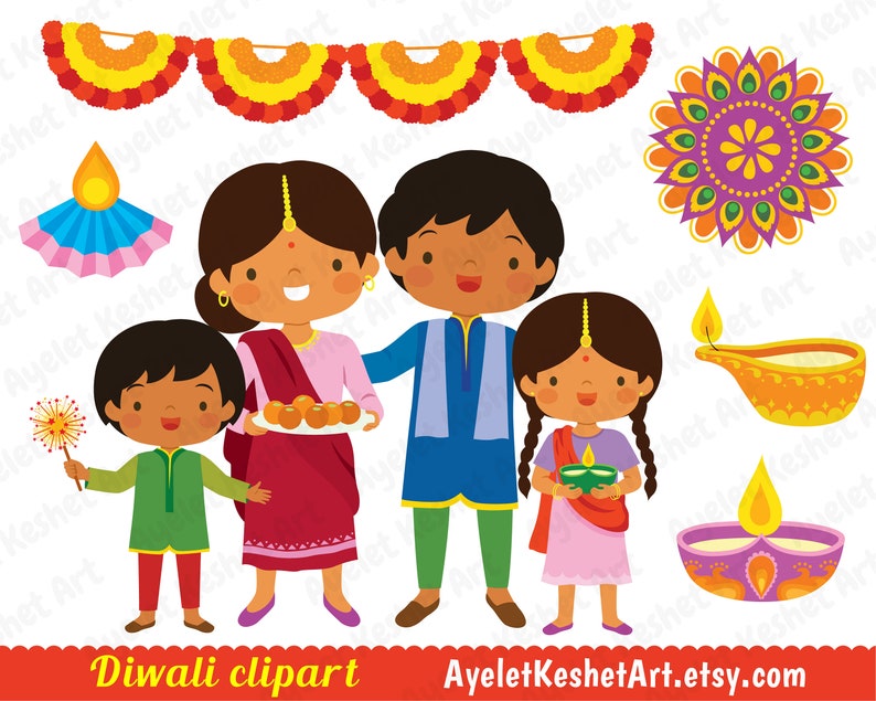 Diwali Clipart Set - Cute Graphics of the Indian Holiday Diwali ...