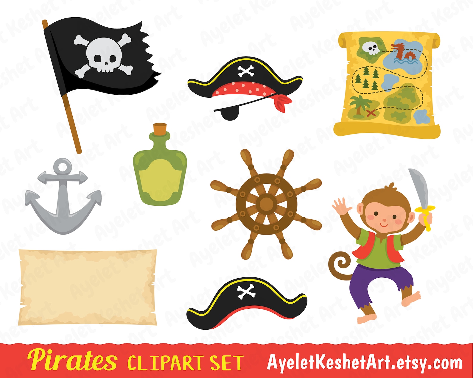 Pirate Clipart Bundle. Big Collection of Cute Pirates SVG, PNG and EPS ...
