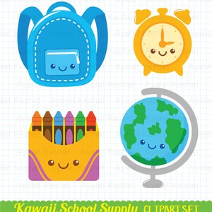 Kawaii School Clipart Set. Cute Digital Clipart Bundle for - Etsy