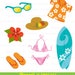 Tropical Clipart Set. Hawaii, Beach and Summer Clipart Bundle for ...