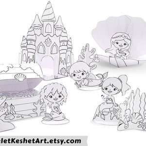 Printable Mermaid Craft for Kids: Make a 3D Mermaid World! Castle ...