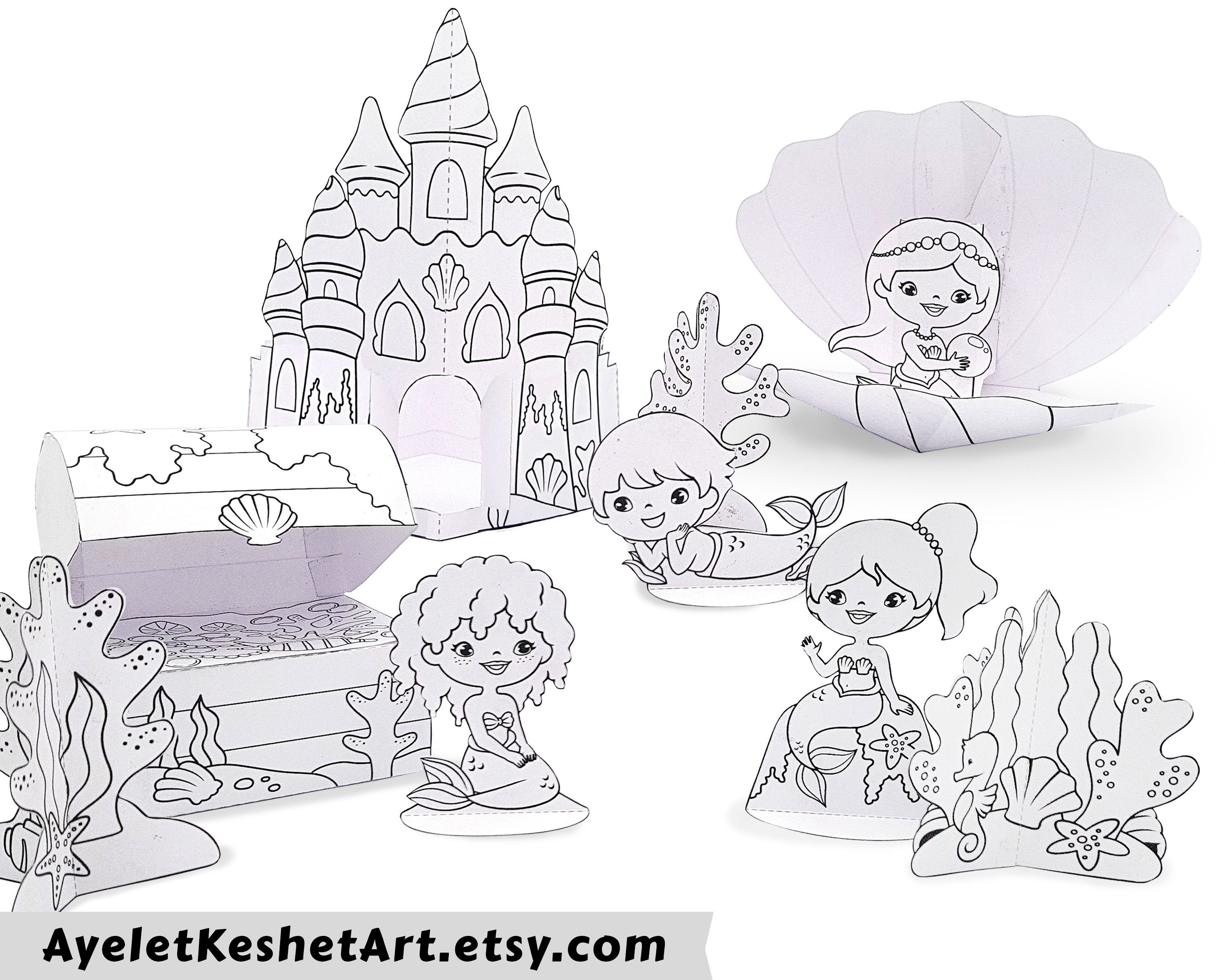 Printable Mermaid Craft for Kids: Make a 3D Mermaid World Castle ...