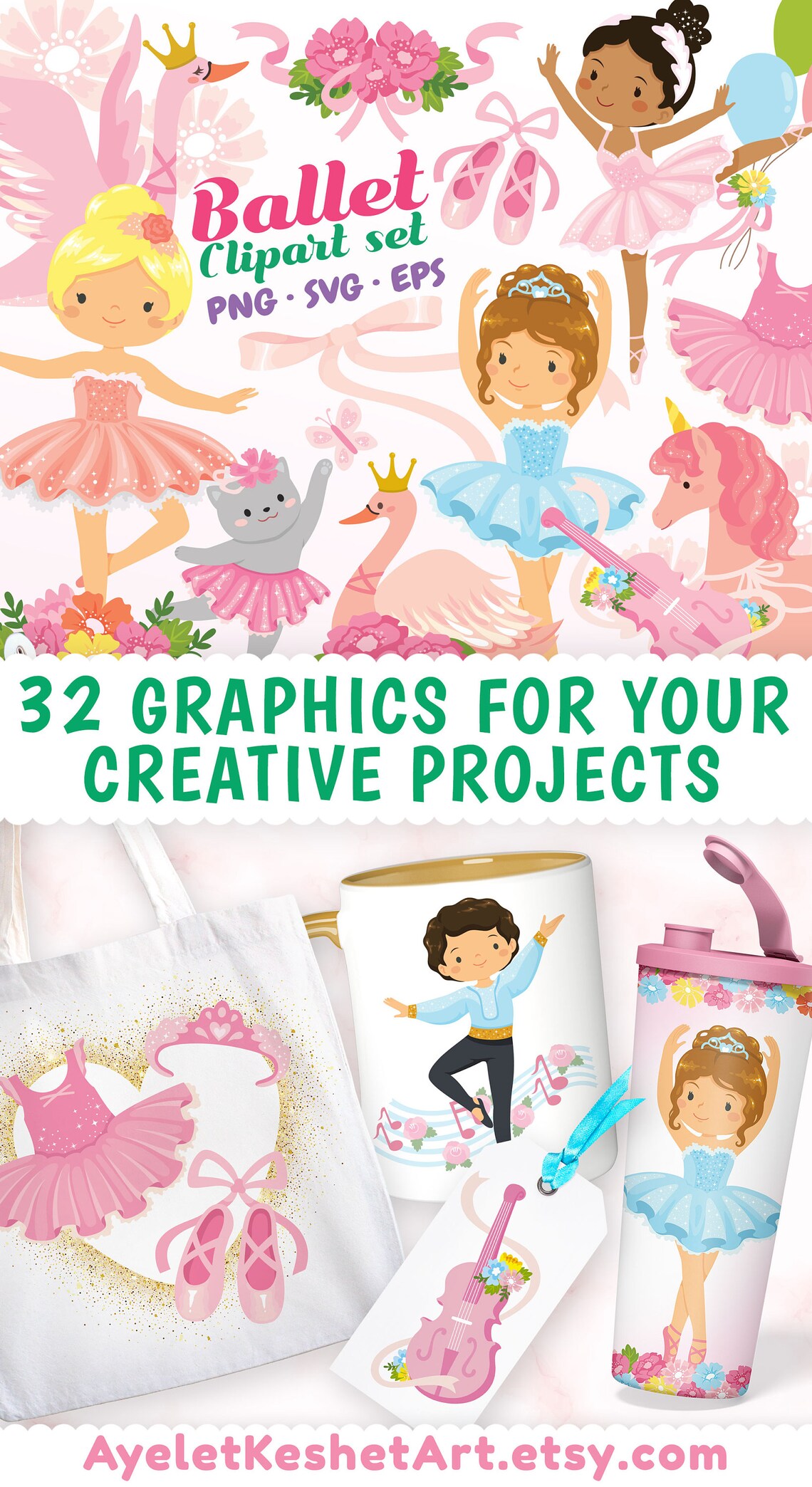 Ballerina Clipart Set. Ballet Dancers boys and Girls With - Etsy