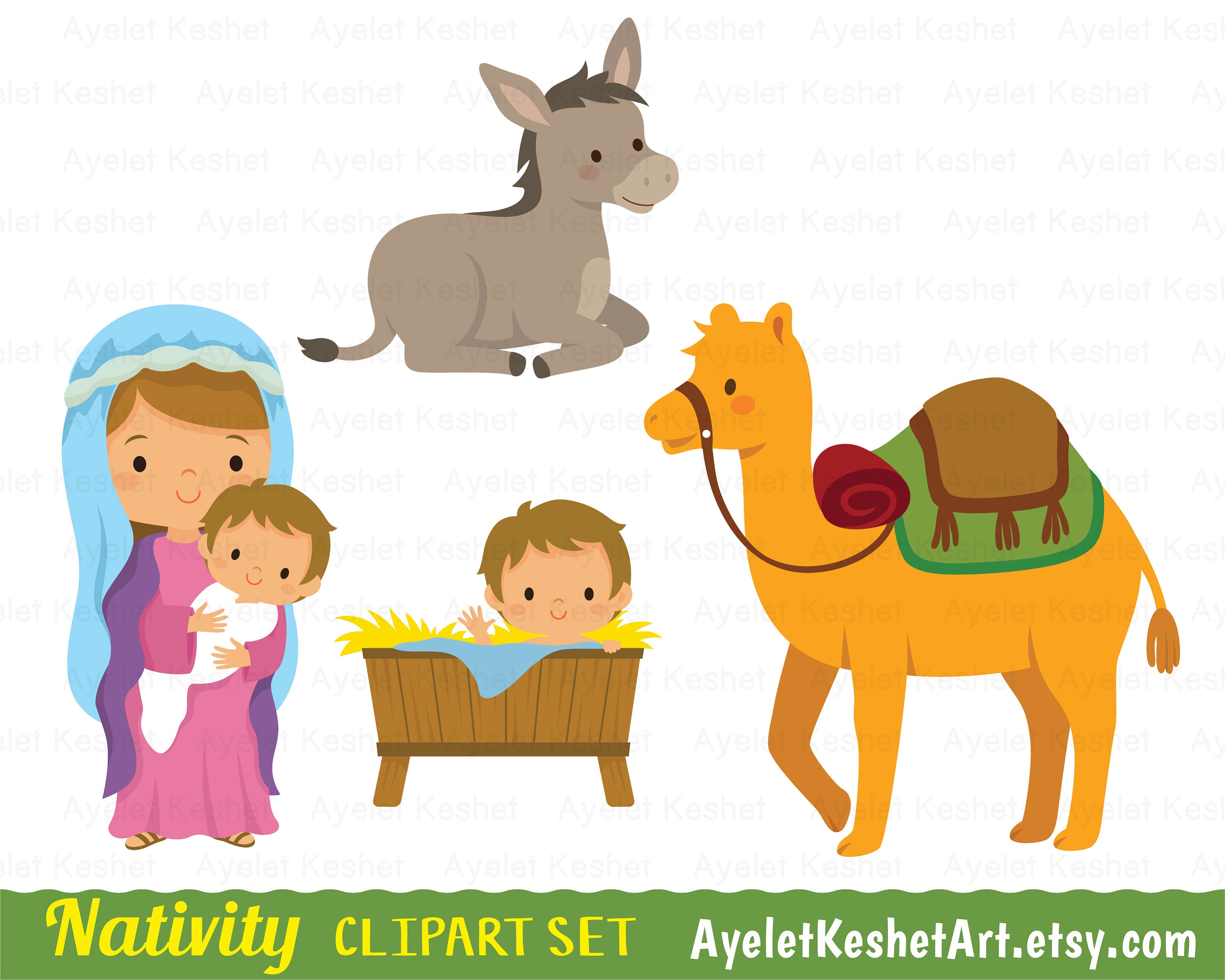 Nativity Clipart Set for Christmas. Digital Clipart Bundle - Etsy