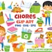 Chores Clipart Set With Icons of Housework and Responsibilities for ...