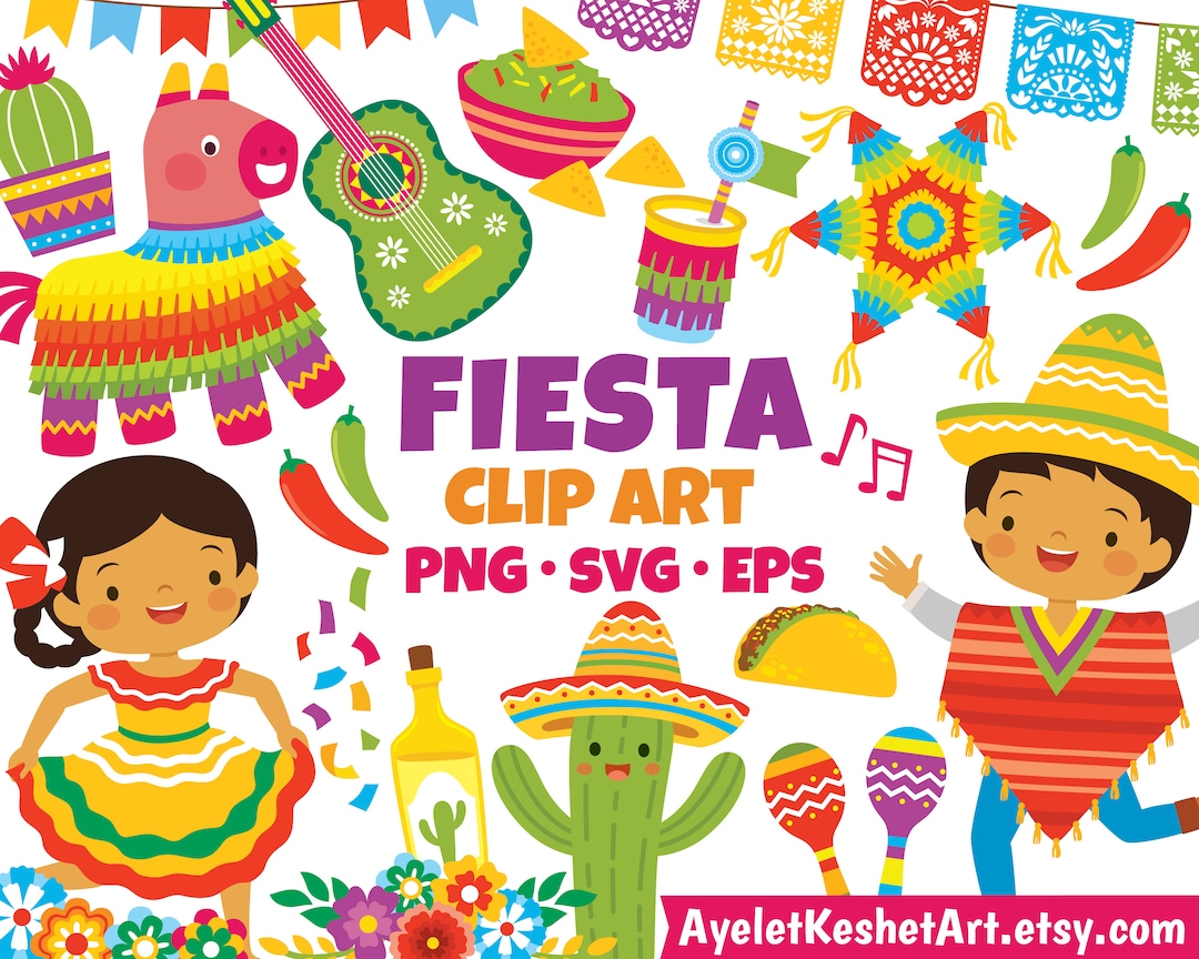 Fiesta Clipart Set - Cute Graphics of Mexican Party and Cinco De Mayo ...