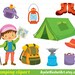 Camping Clipart Set. Travel and Outdoors Activities, Camping Gear and ...