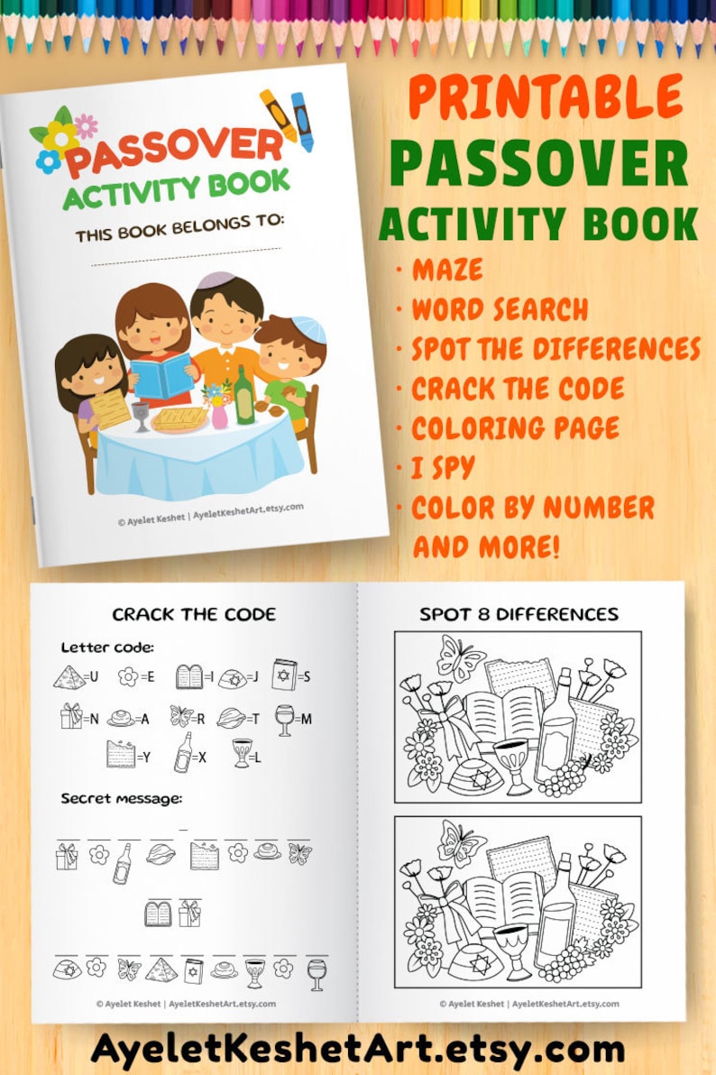 Printable Passover Activity Book for Kids. Activity Pages - Etsy Israel