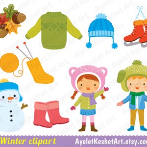 Winter Clipart Set - Cute Kids, Woodland Animals, Snow and Everything ...