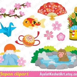 Japan Clipart Bundle. Cute Japanese Items, Japan Symbols, Geisha ...