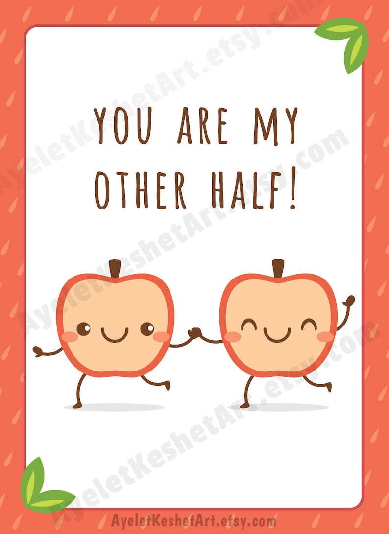 You Are My Other Half Printable Greeting Card & Lined - Etsy