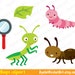 Bugs Clipart Set. Cute Bugs and Kids Enjoying Spring and Nature. SVG ...