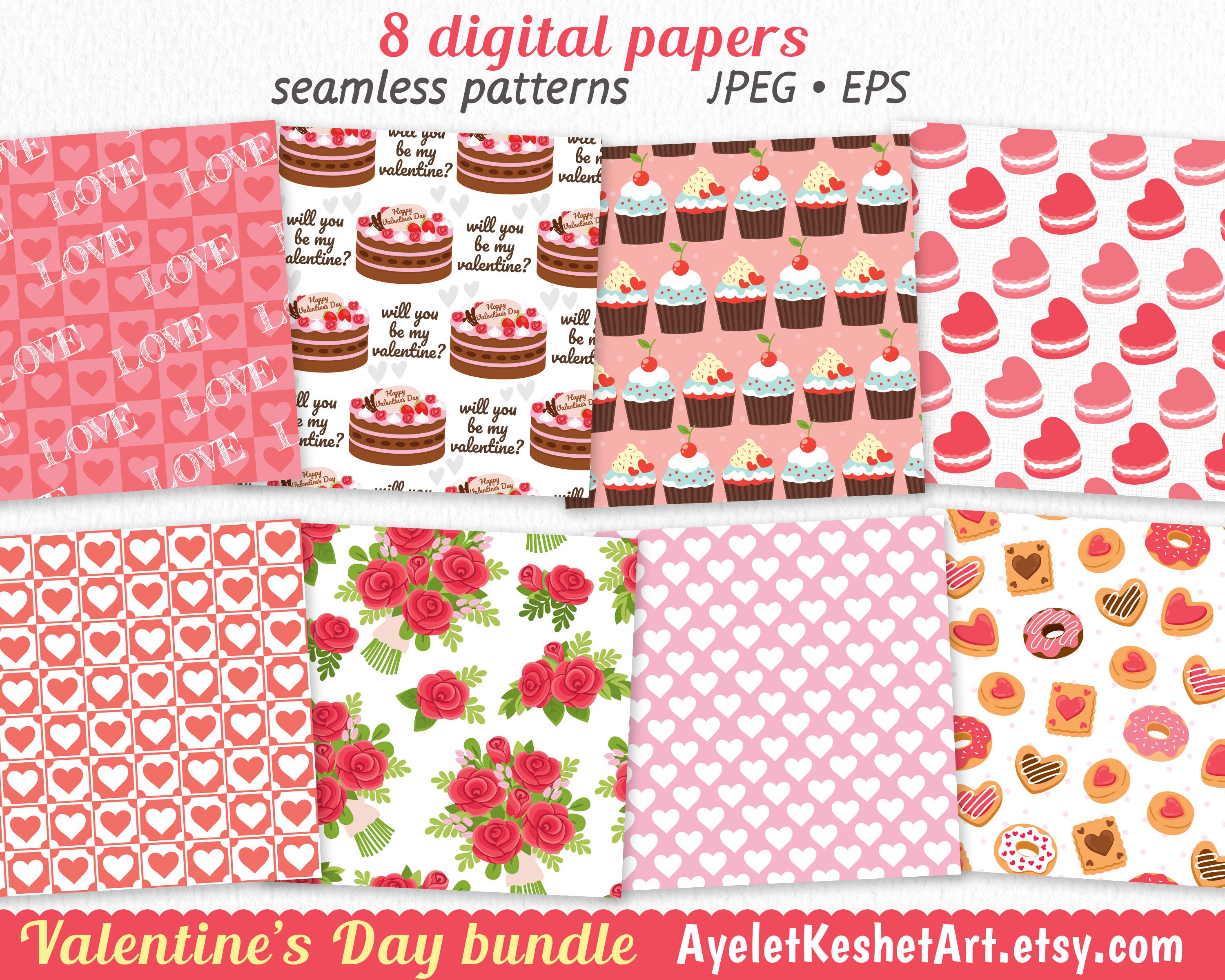 Valentines Day Clipart Bundle. Cute Valentines Clipart and and | Etsy ...