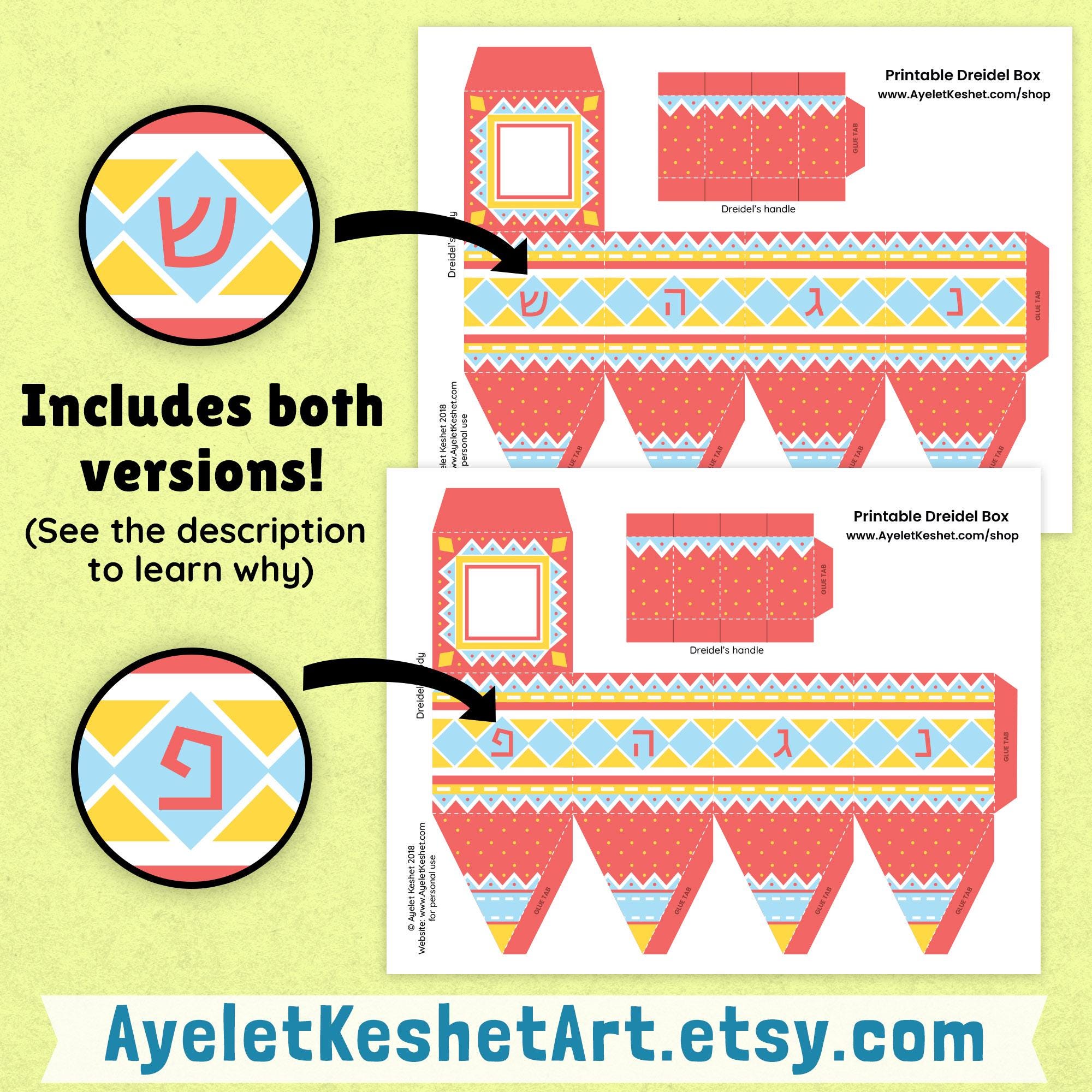 Printable Dreidel Box Template to Make a DIY Favor Box for Hanukkah ...