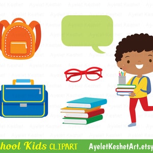 School Kids Clipart Set & Digital Paper. Digital Clipart Bundle for ...