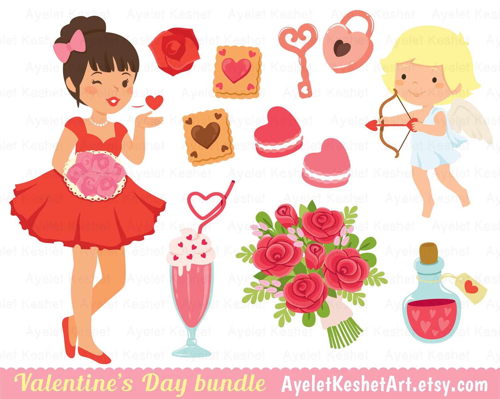 Valentines Day Clipart Bundle. Cute Valentines Clipart and and | Etsy ...