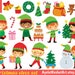 Christmas Elves Clipart. Cute Christmas Clipart Set With Elves and ...