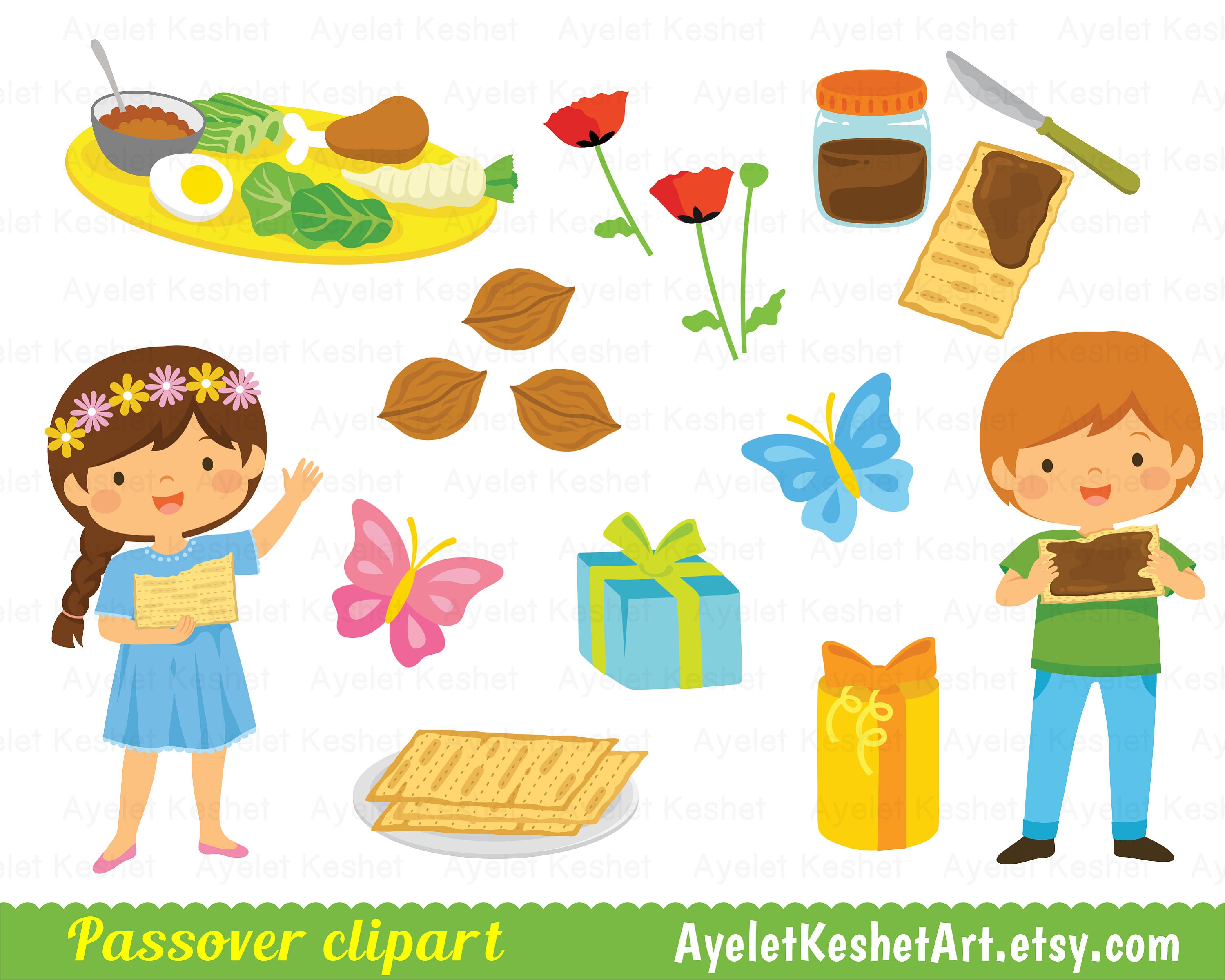 Passover Clipart Set Cute Passover Or Pesach Symbols For Etsy