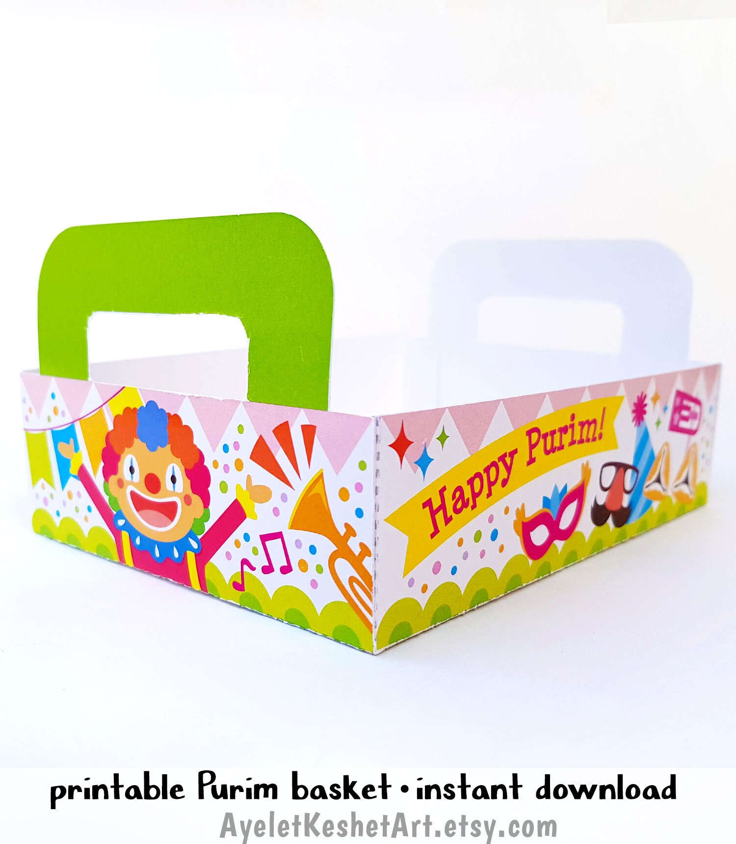 Printable Happy Purim Basket for a Purim Gift or Mishloach Manot ...