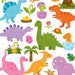 Dinosaur Clipart Set. Cute Dinosaurs Clipart Bundle for Personal ...
