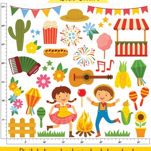 Festa Junina Digital Clip Art Set. Graphic Elements and Cute ...