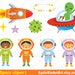 Outer Space Clipart Set. Cute Space Elements - Spaceships, Aliens ...